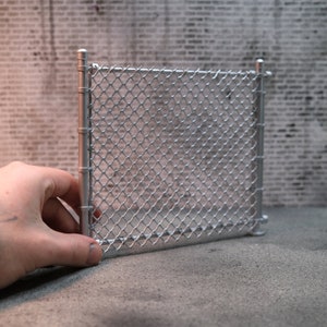 1:12 Scale Chainlink Fence Panels (7" Sections) - Hand Painted Diorama ...