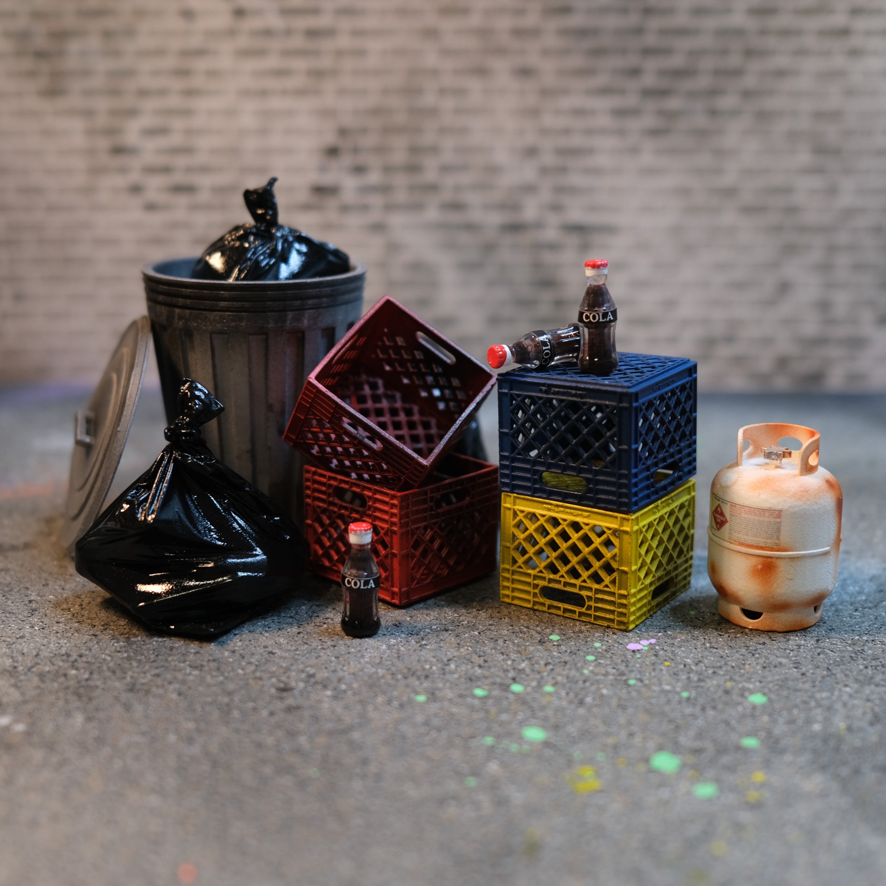 1:12 Scale Mini Garbage Can / Chrome Trash Can Hand Painted | Etsy