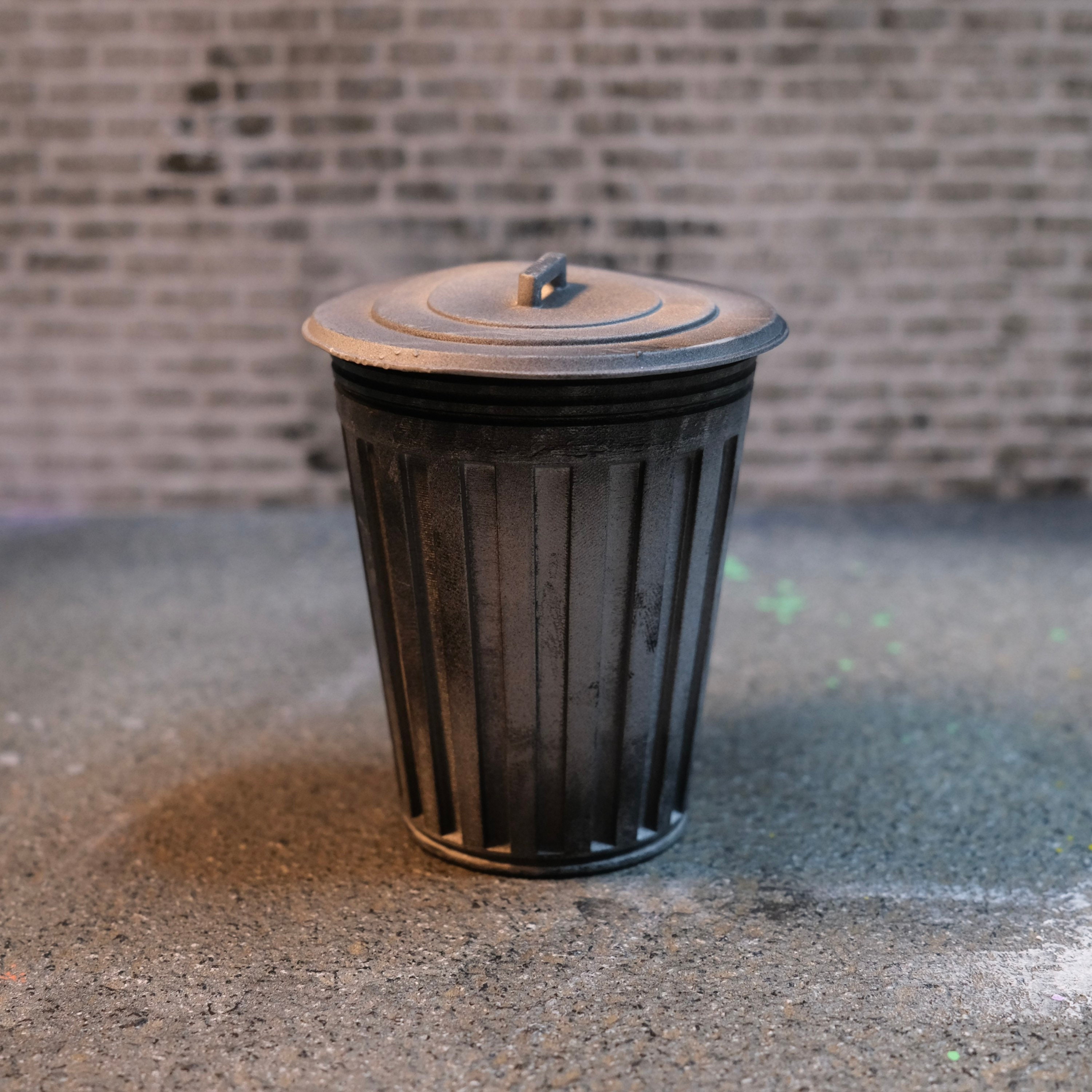 1:12 Scale Mini Garbage Can / Chrome Trash Can - Hand Painted Diorama ...