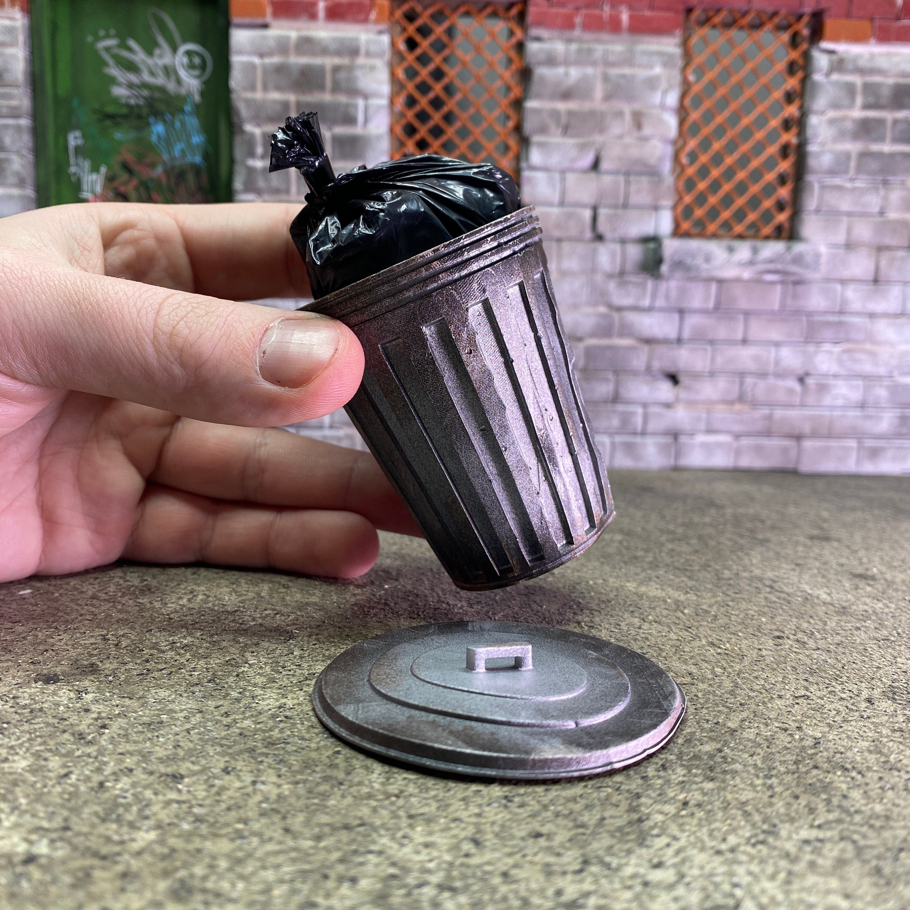 1:12 Scale Mini Garbage Can / Chrome Trash Can Hand Painted | Etsy