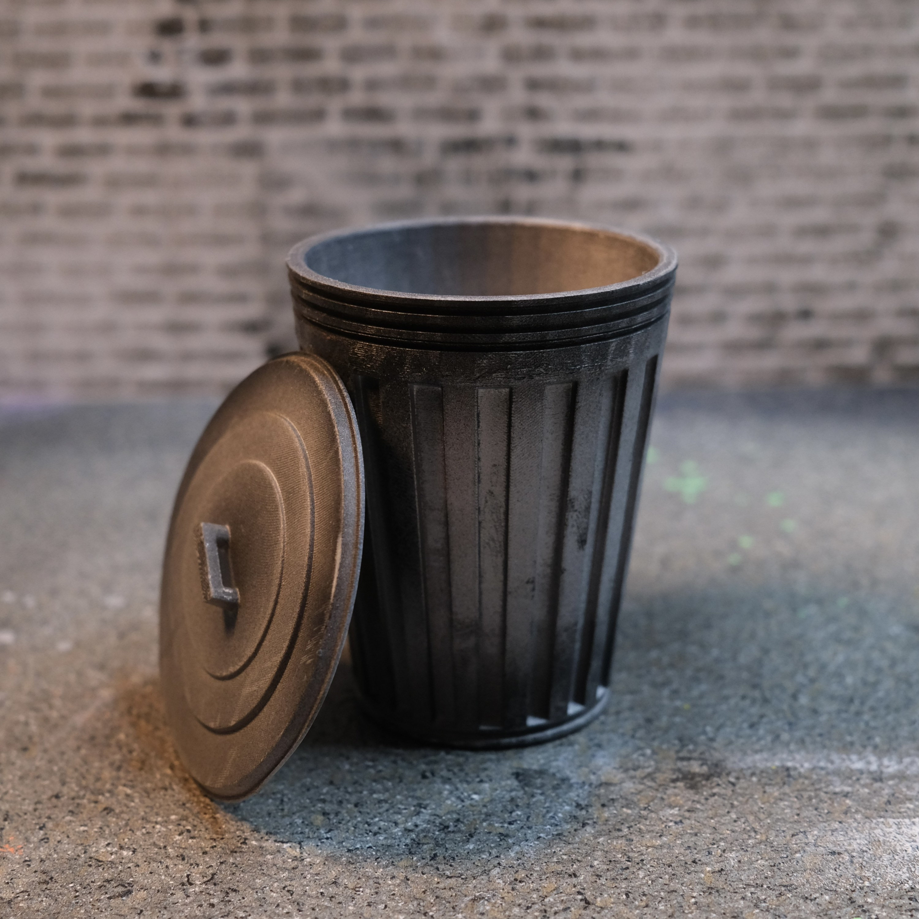 1:12 Scale Mini Garbage Can / Chrome Trash Can - Hand Painted Diorama ...