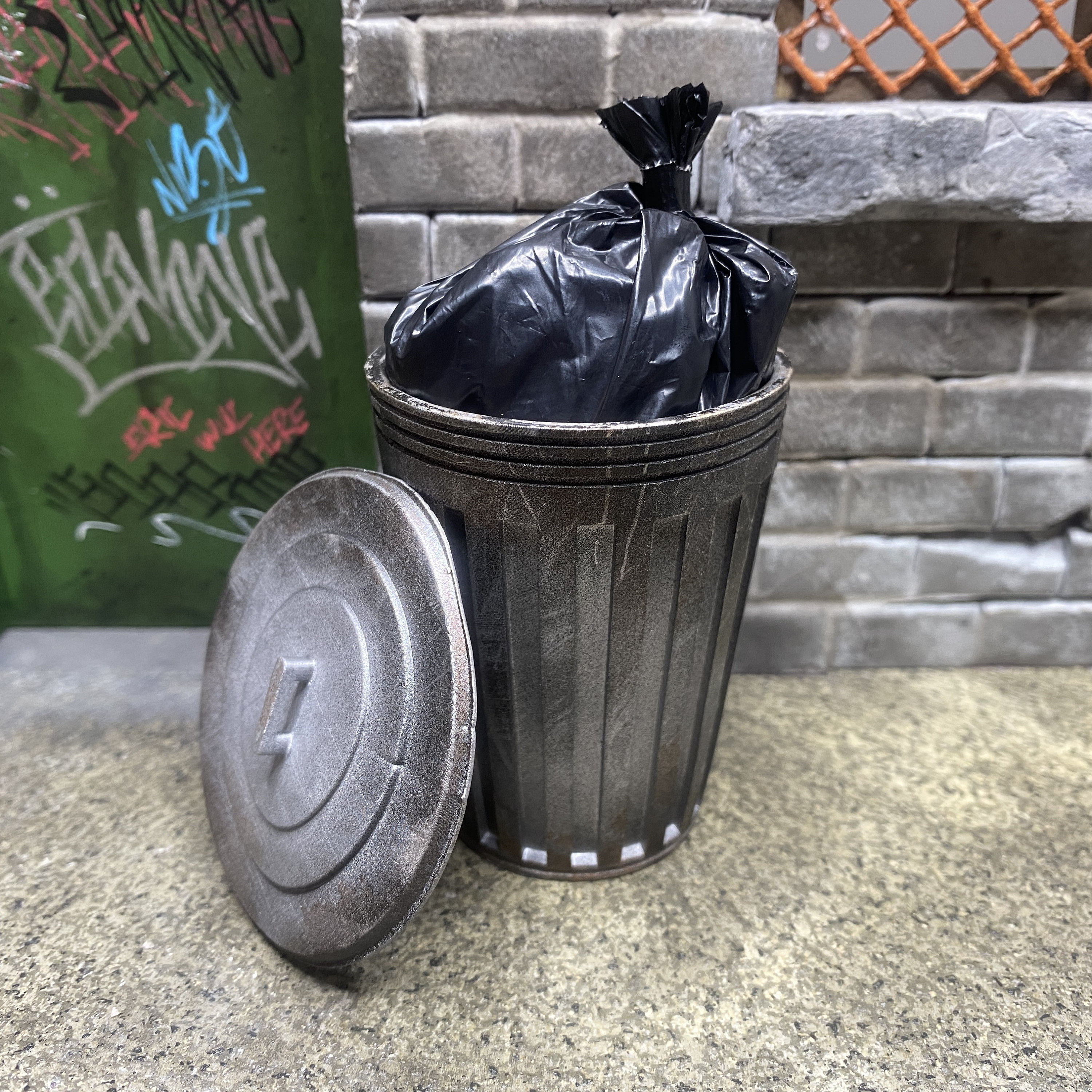 1:12 Scale Mini Garbage Can / Chrome Trash Can Hand Painted | Etsy