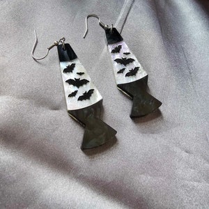 Bat Lava Lamps Laser Cut Acrylic Earrings, Halloween Earrings, Spooky ...