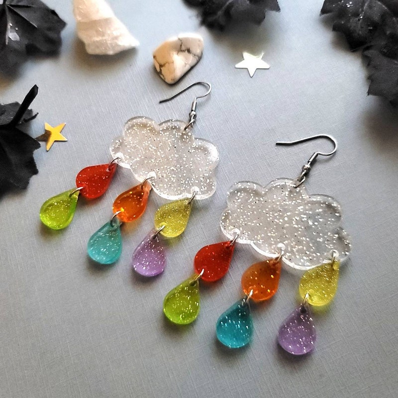 Rain Cloud Earrings - Etsy