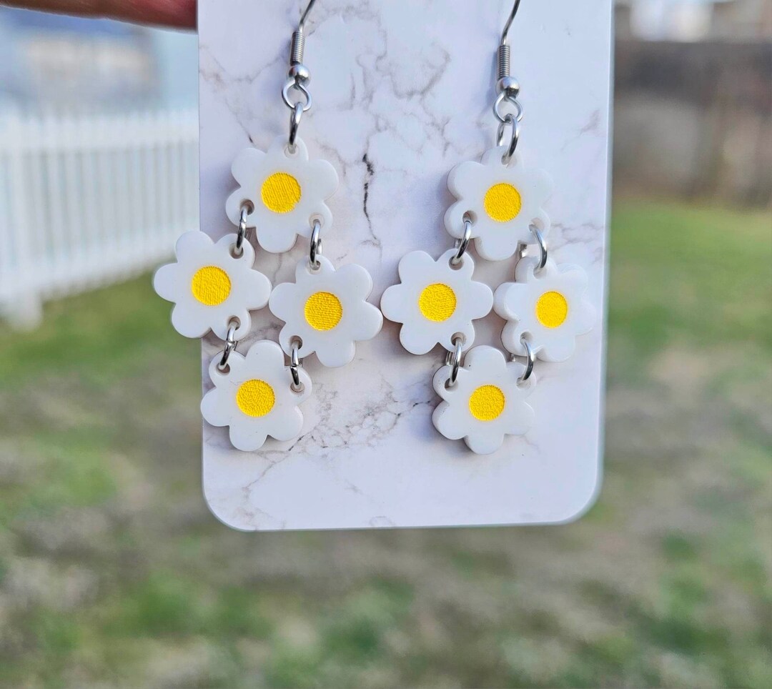 Mini Daisy Fields Laser Cut Acrylic Earrings - Etsy