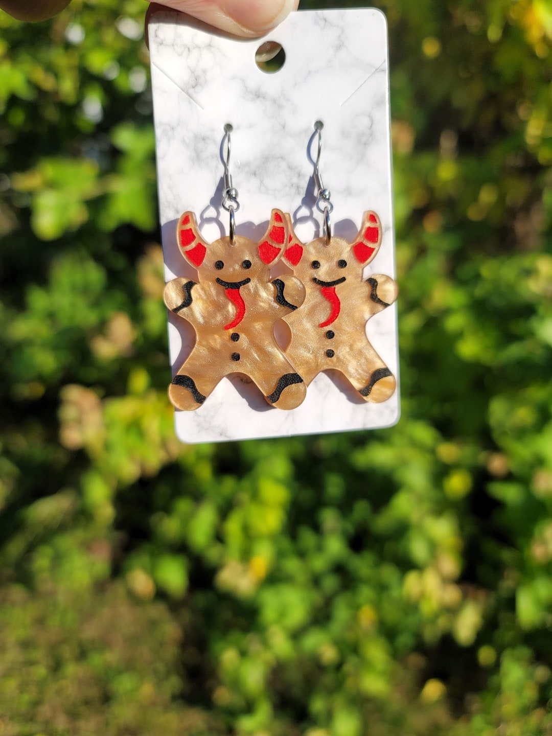 Krampus Gingerbread Acrylic Earrings, Spooky Christmas Earrings ...