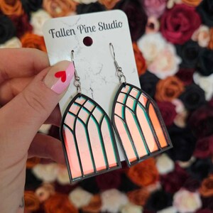 Iridescent Gothic Cathedral Windows Acrylic Earrings, Laser Cut ...