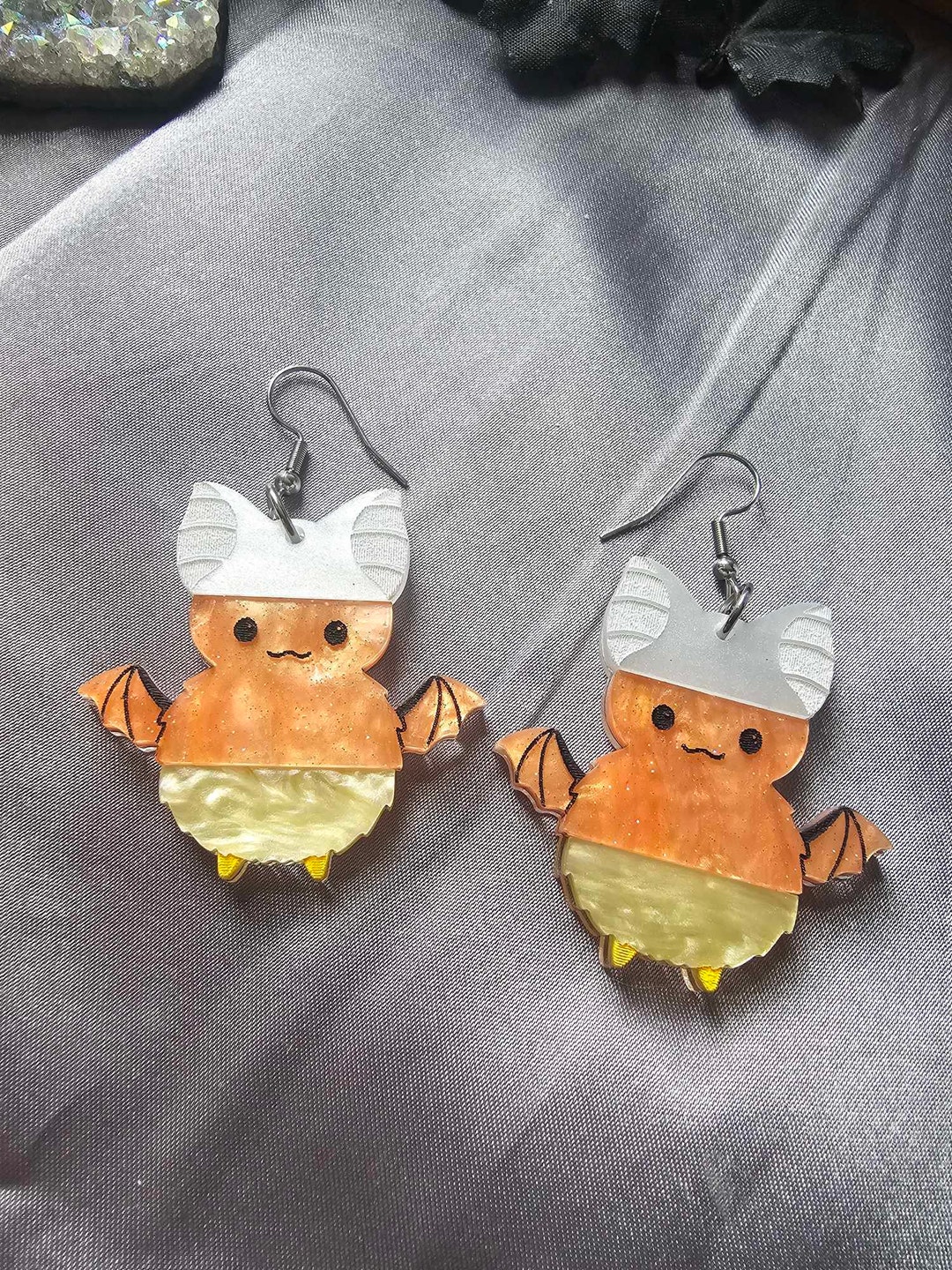 Candy Corn Bat Laser Cut Acrylic Earrings, Halloween Earrings, Spooky ...