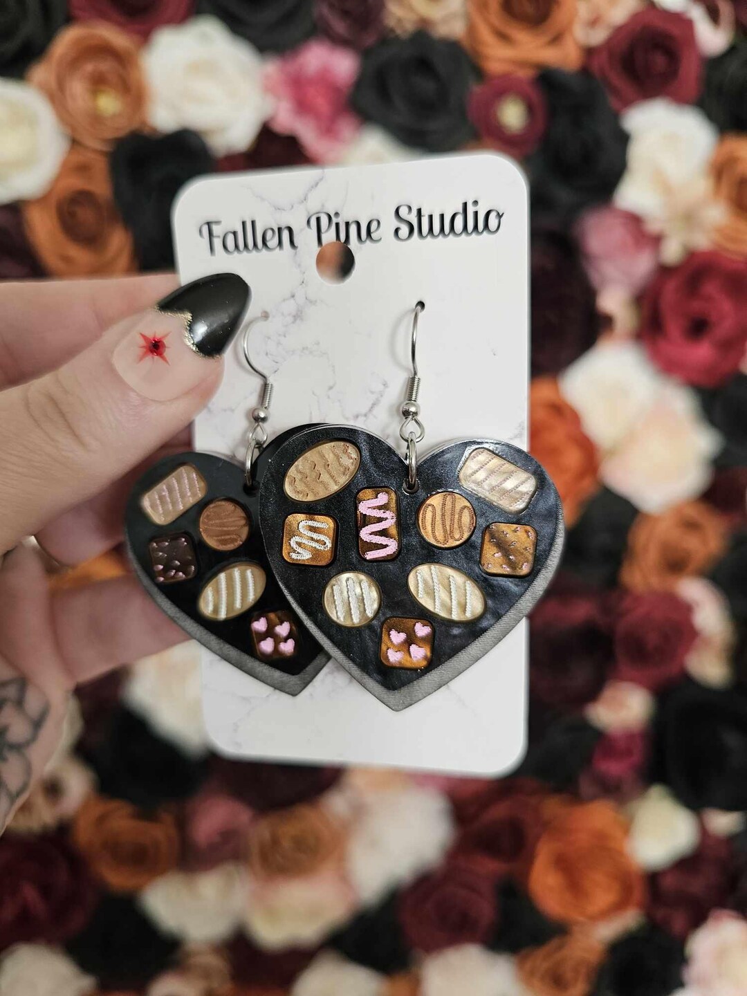 Black Boxes of Chocolate Laser Cut Acrylic Earrings, Valentines ...