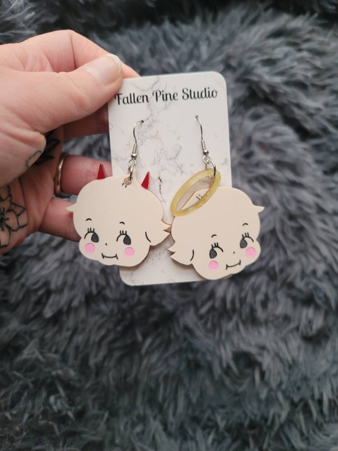 Angel and Devil Kewpie Acrylic Earrings, Valentines Day Gift for Her ...