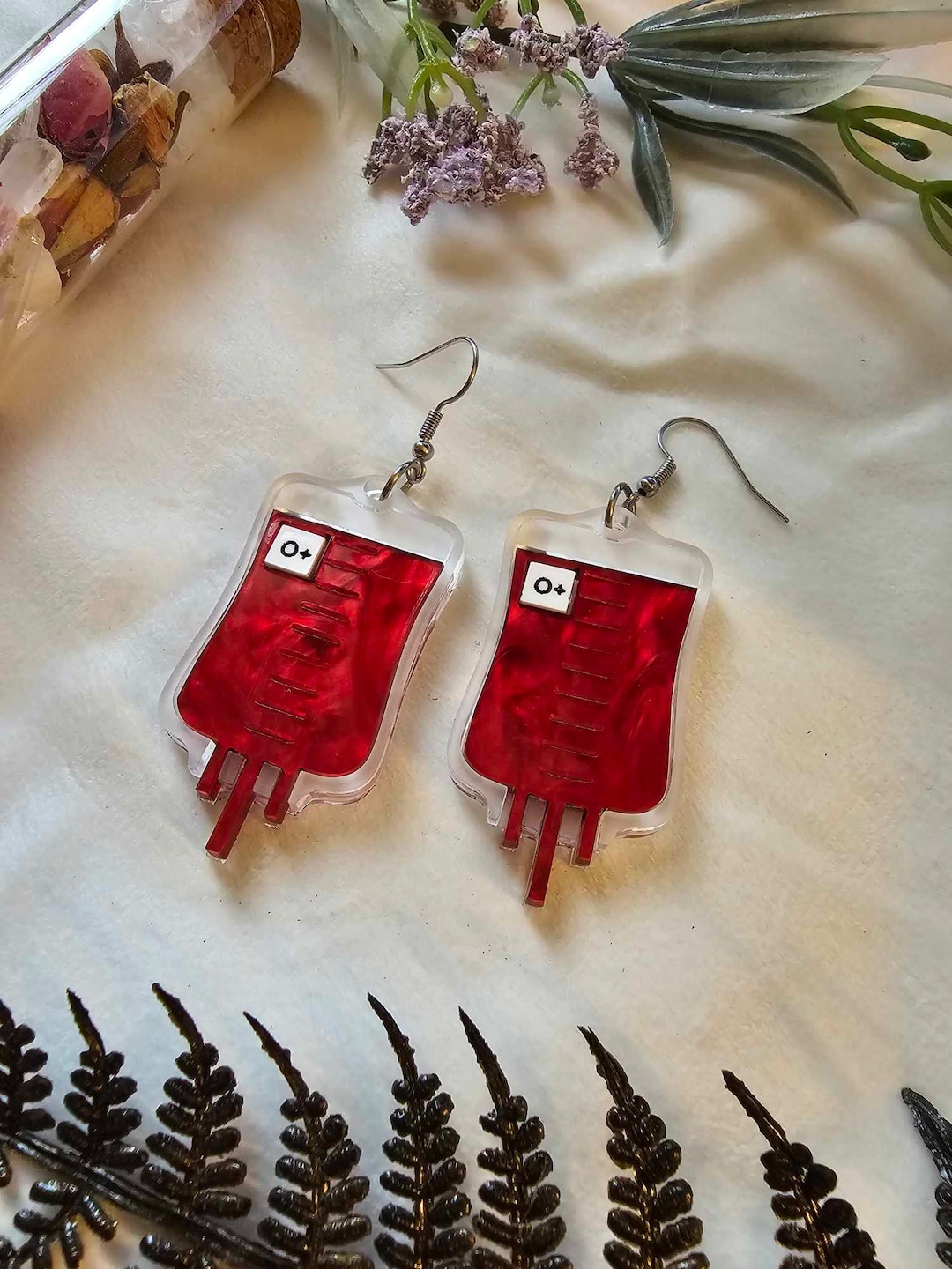 Blood Bags Acrylic Earrings, Halloween Earrings, Spooky Jewelry, Gothic ...