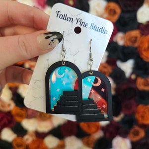 Stairway to Heaven Acrylic Earrings, Laser Cut Earrings, Tattoo Flash Earrings - Etsy