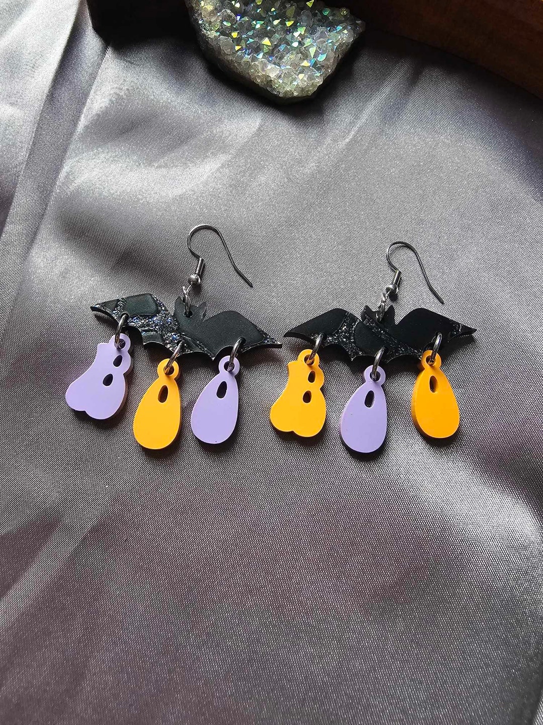 BOO Bat Acrylic Earrings Halloween Earrings Spooky Earrings - Etsy