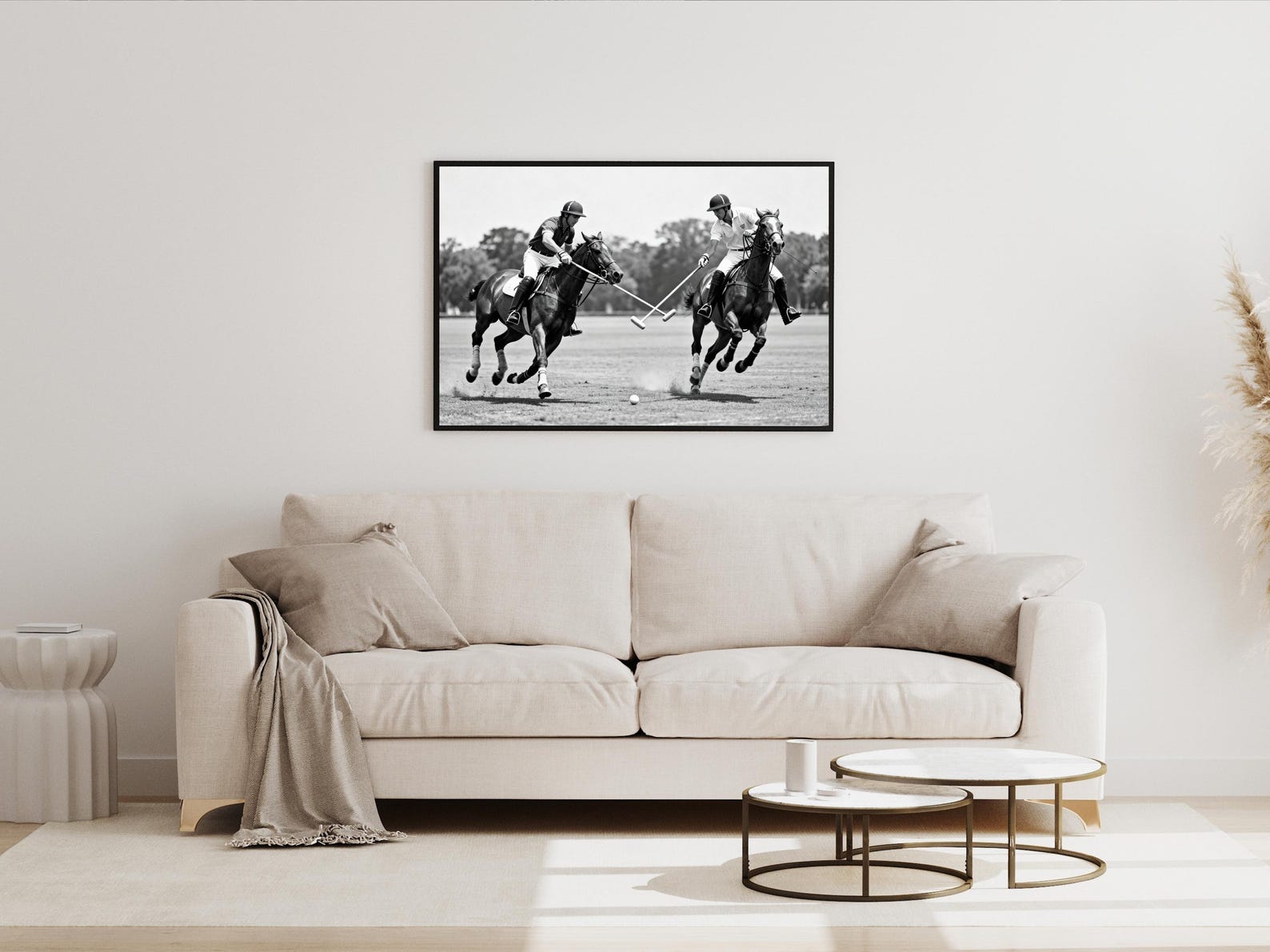 Vintage Men Playing Polo Poster: Black and White Printable Wall Art ...