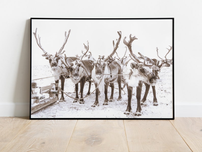 Nordic Winter Print Reindeer Poster Holiday Wall Decor - Etsy
