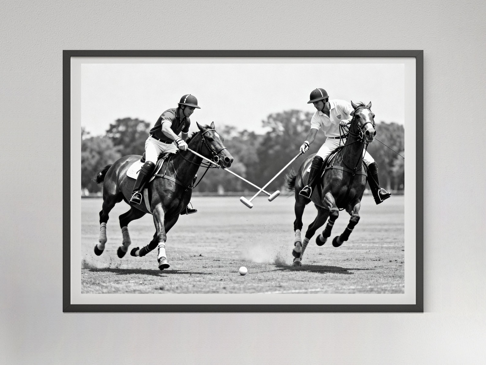 Vintage Men Playing Polo Poster: Black and White Printable Wall Art ...