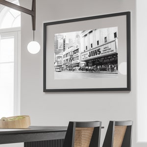 Jaws Opening Day in New York Print: Black and White Vintage Photo ...