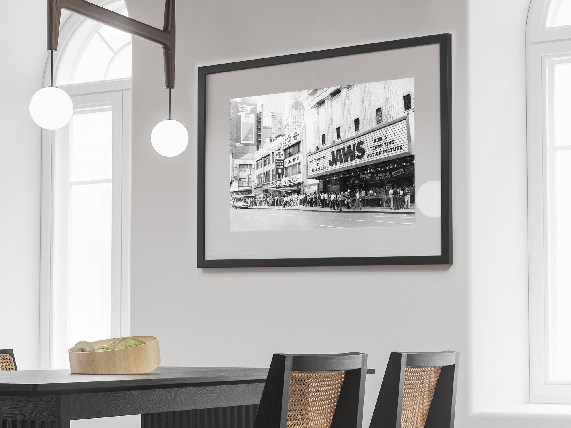 Jaws Opening Day in New York Print: Black and White Vintage Photo ...