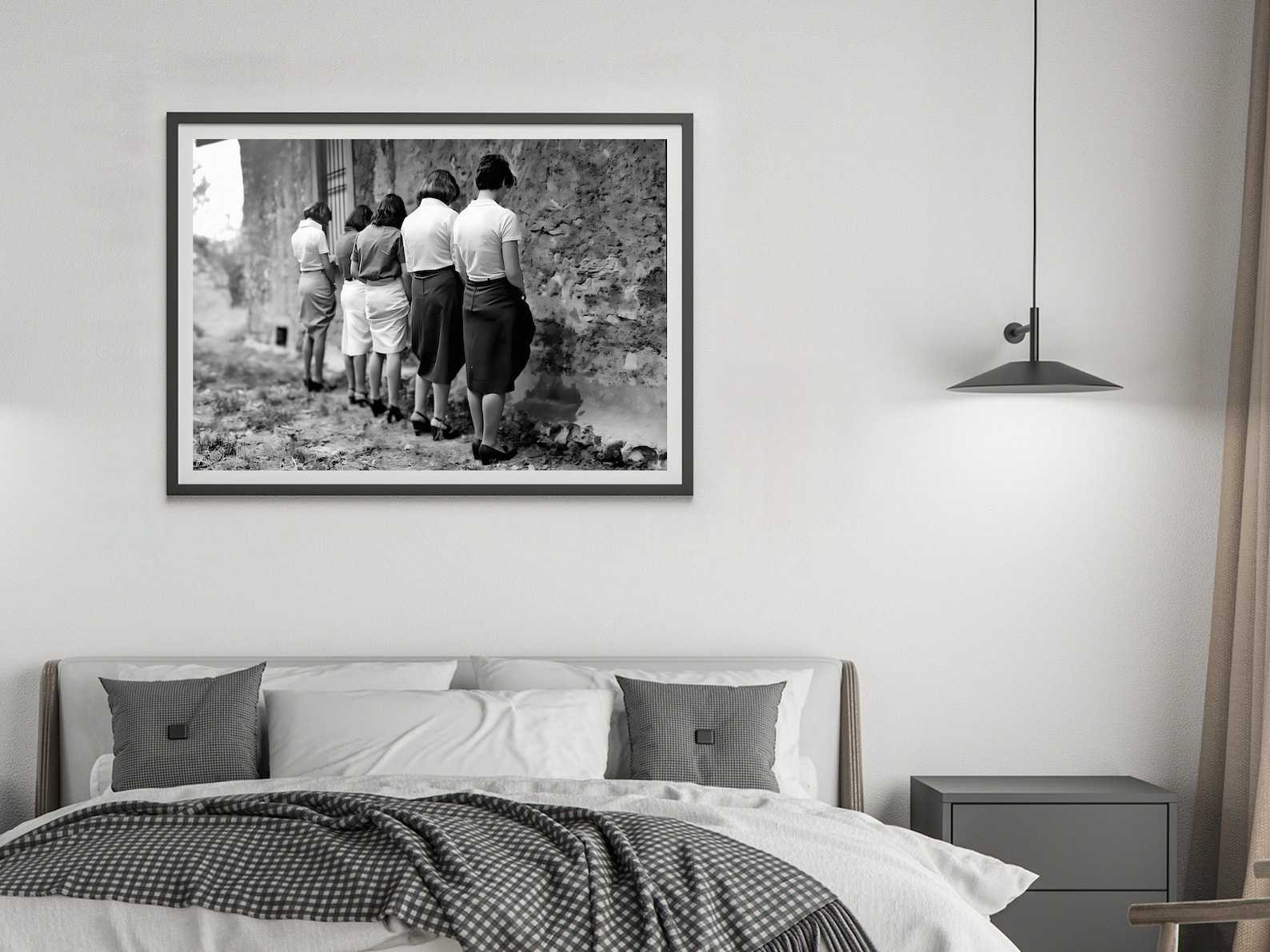 Women Peeing on the Wall Print, Black and White, Vintage Photography ...