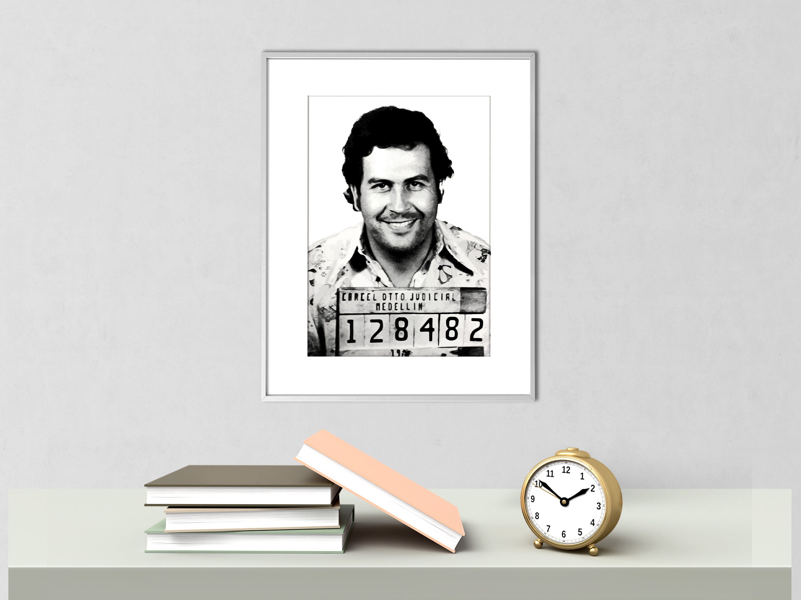 Pablo Escobar Mugshot Poster Black and White Vintage Print - Etsy UK