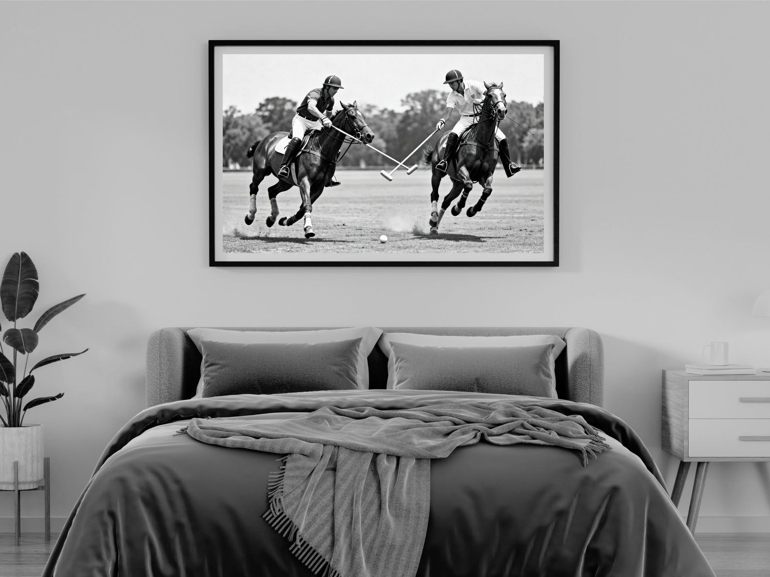 Vintage Men Playing Polo Poster: Black and White Printable Wall Art ...