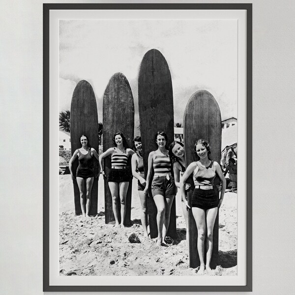 Vintage Surfer Girl Poster Etsy