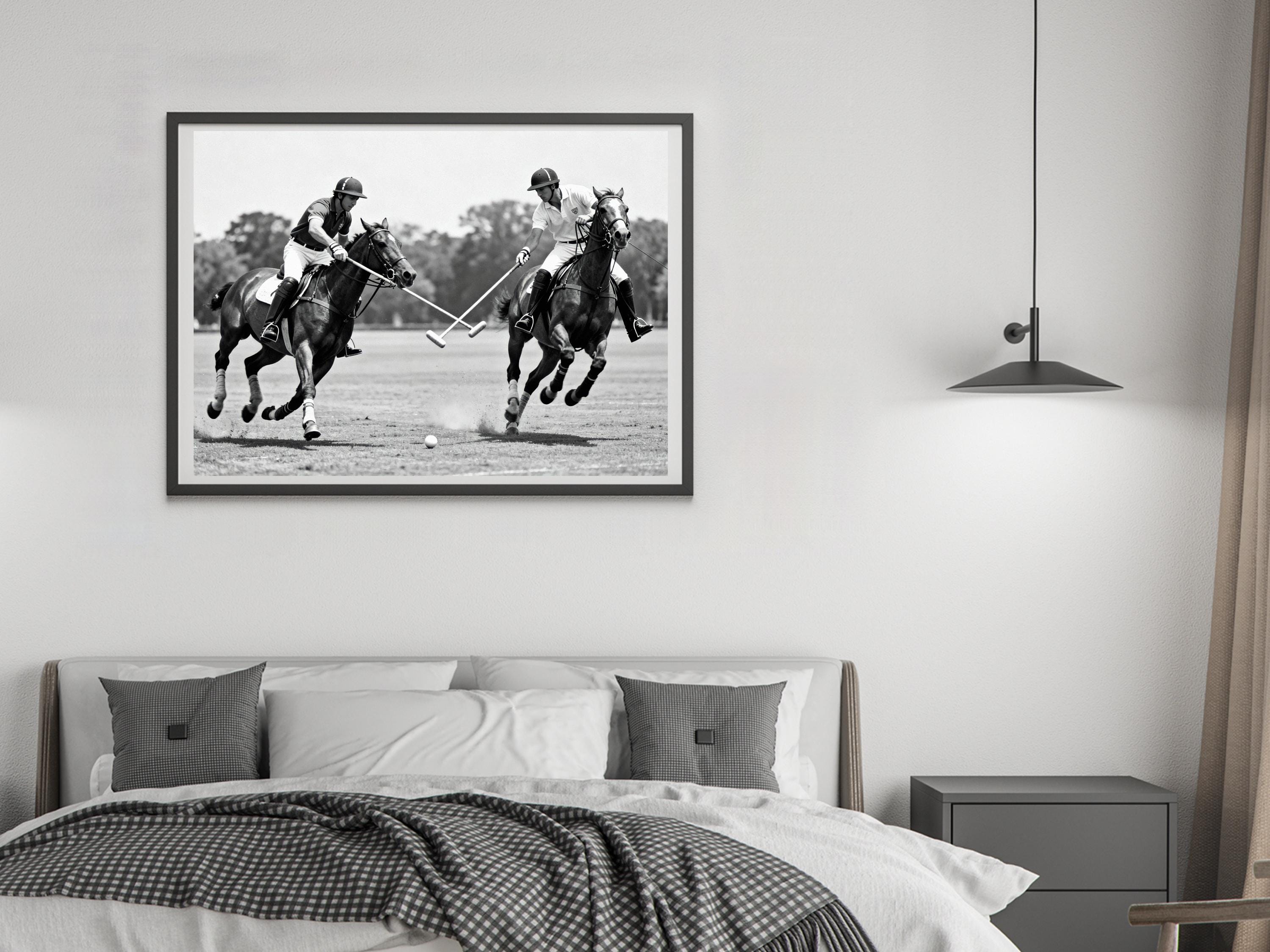 Vintage Men Playing Polo Poster: Black and White Printable Wall Art ...