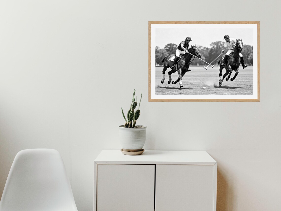 Vintage Men Playing Polo Poster: Black and White Printable Wall Art ...