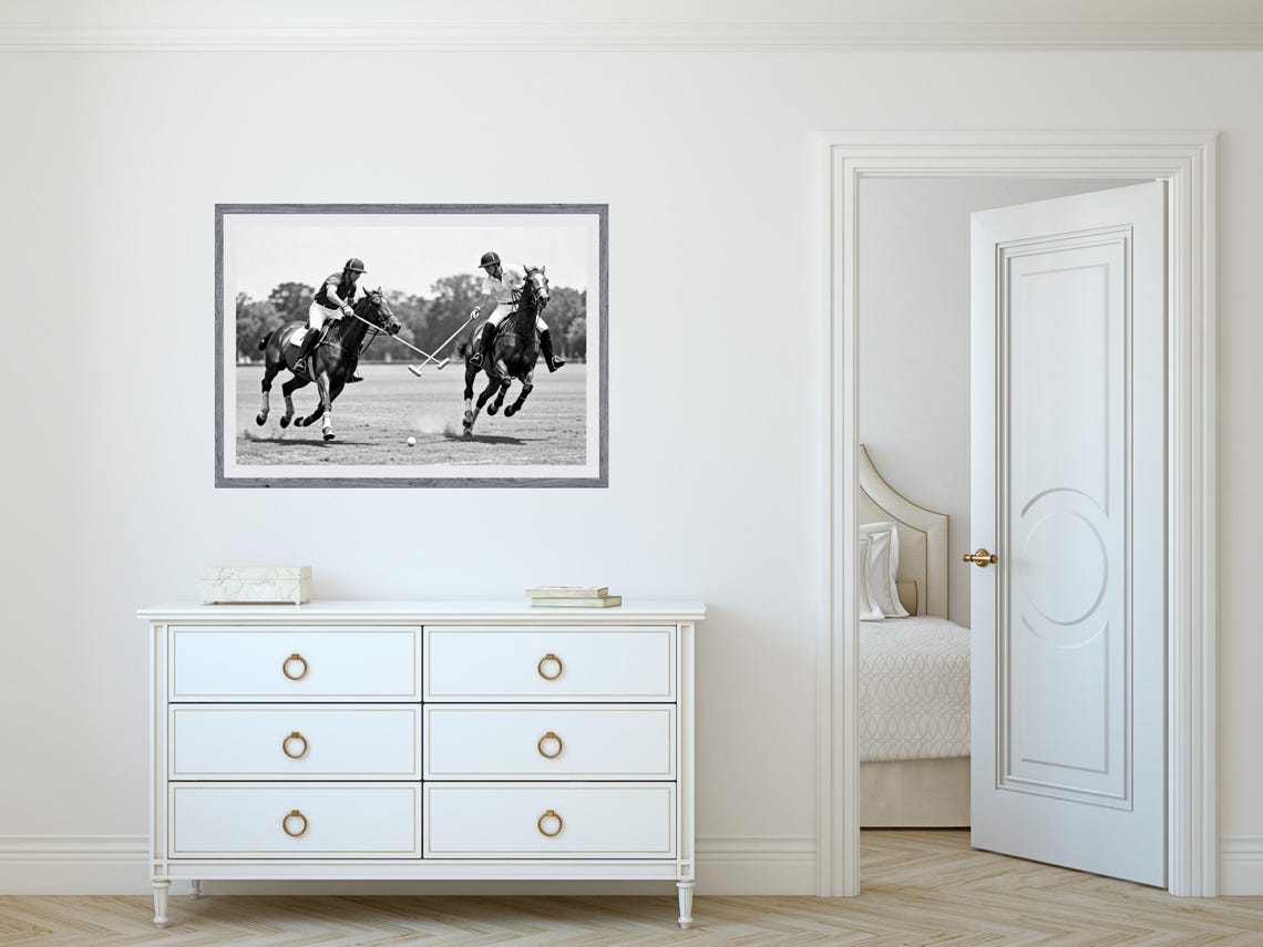 Vintage Men Playing Polo Poster: Black and White Printable Wall Art ...