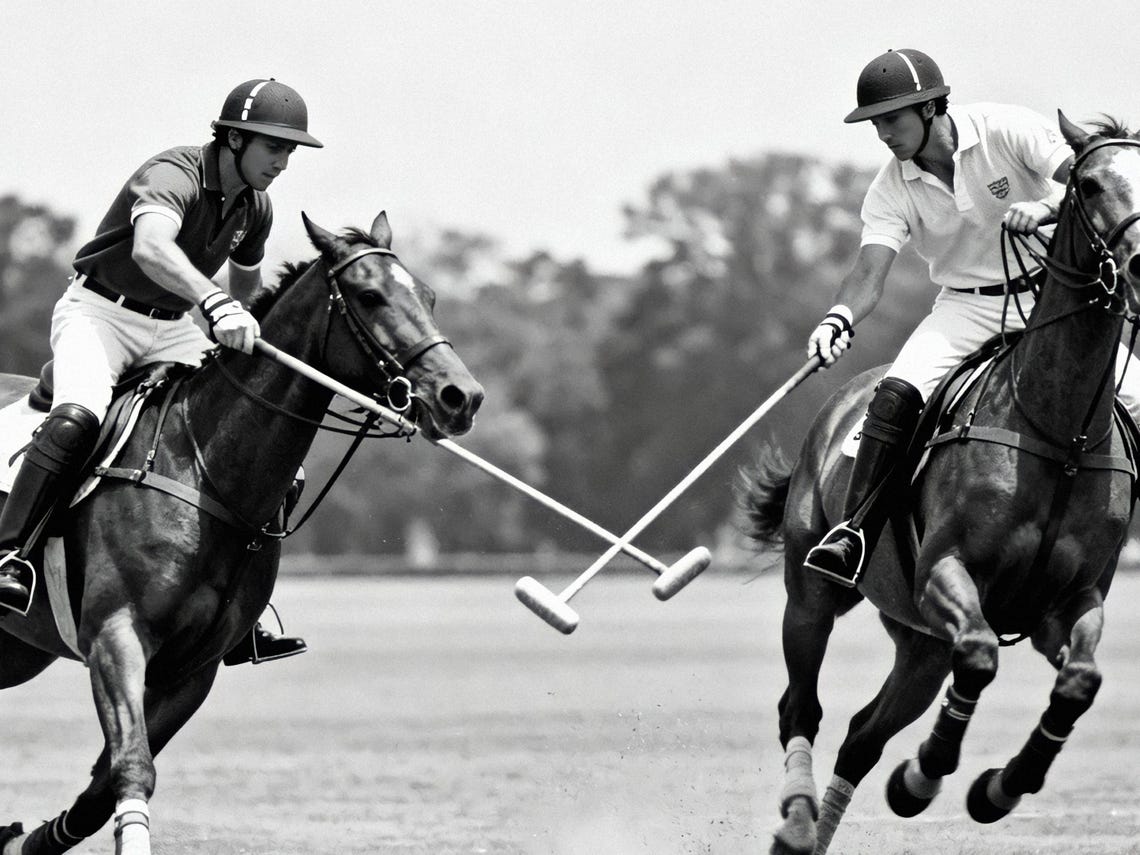 Vintage Men Playing Polo Poster: Black and White Printable Wall Art ...