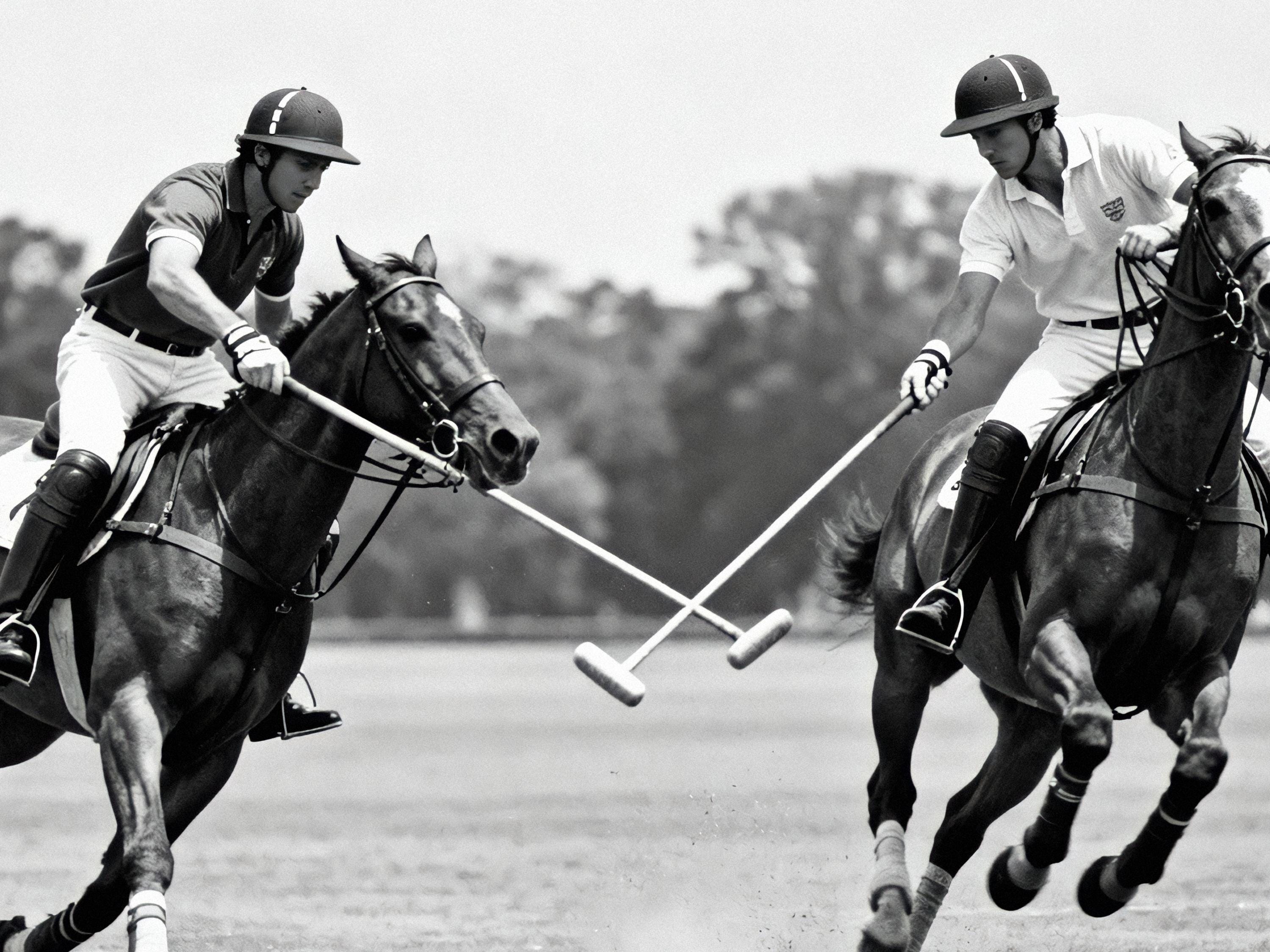 Vintage Men Playing Polo Poster: Black and White Printable Wall Art ...