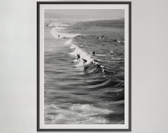 Surf Art Beach Poster Black and White Horizontal Print Bedroom Decor ...