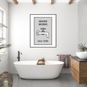 Water Works Monopoly Print: Funny Bathroom Decor (digital Download) - Etsy