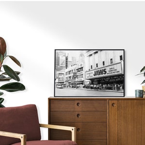 Jaws Opening Day in New York Print: Black and White Vintage Photo ...