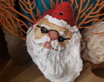 Hand Painted Santa Oyster Shell Christmas Ornament - Etsy