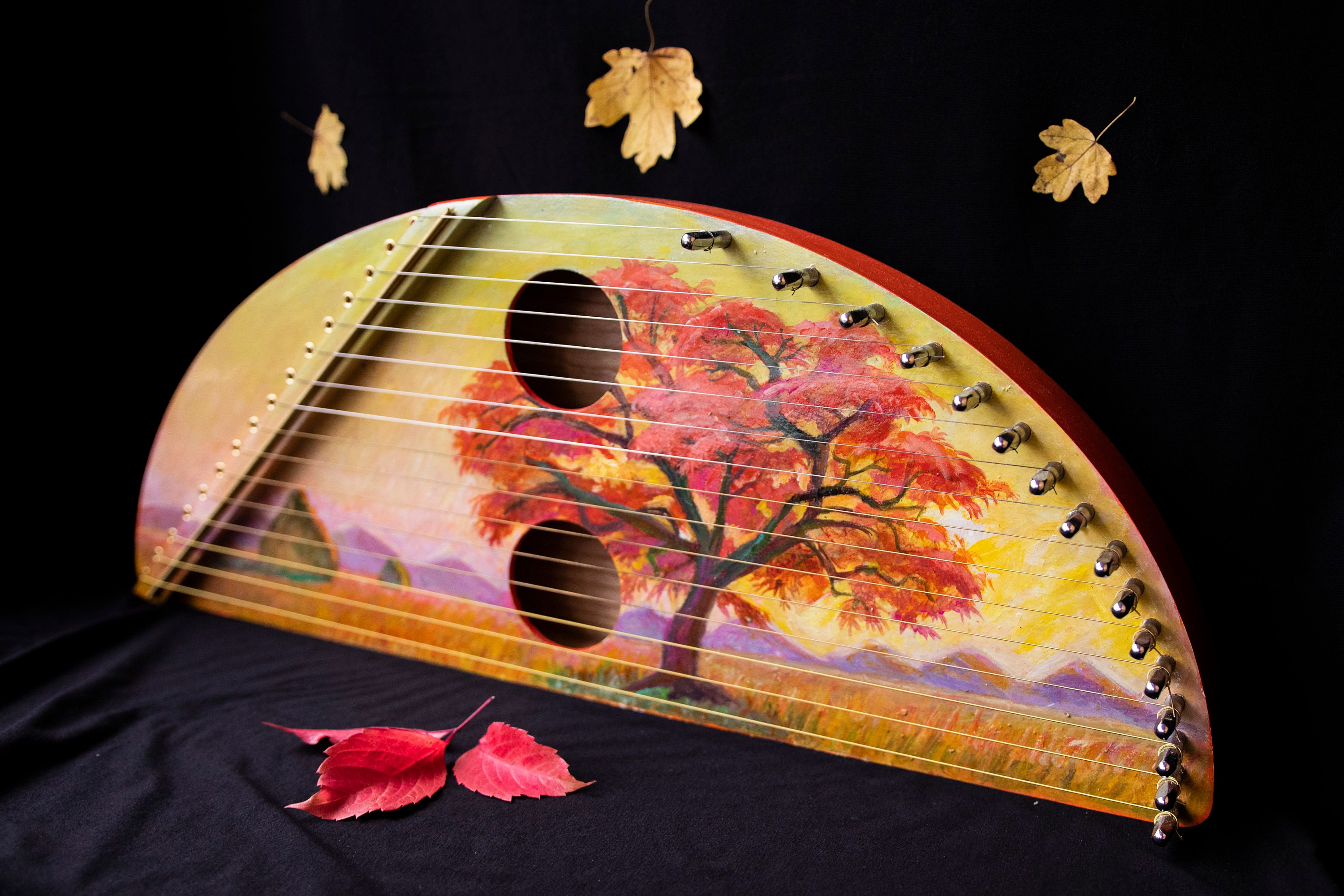 Gusli Autumn 16 strings Lyre Harp Psaltery | Etsy