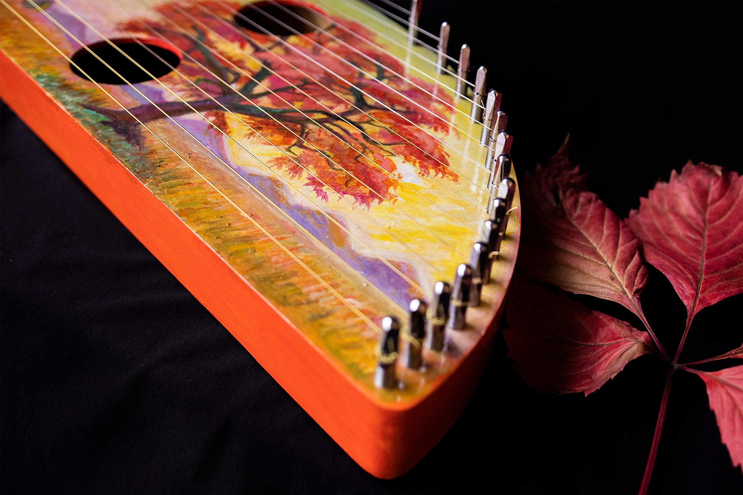 Gusli Autumn 16 strings Lyre Harp Psaltery | Etsy