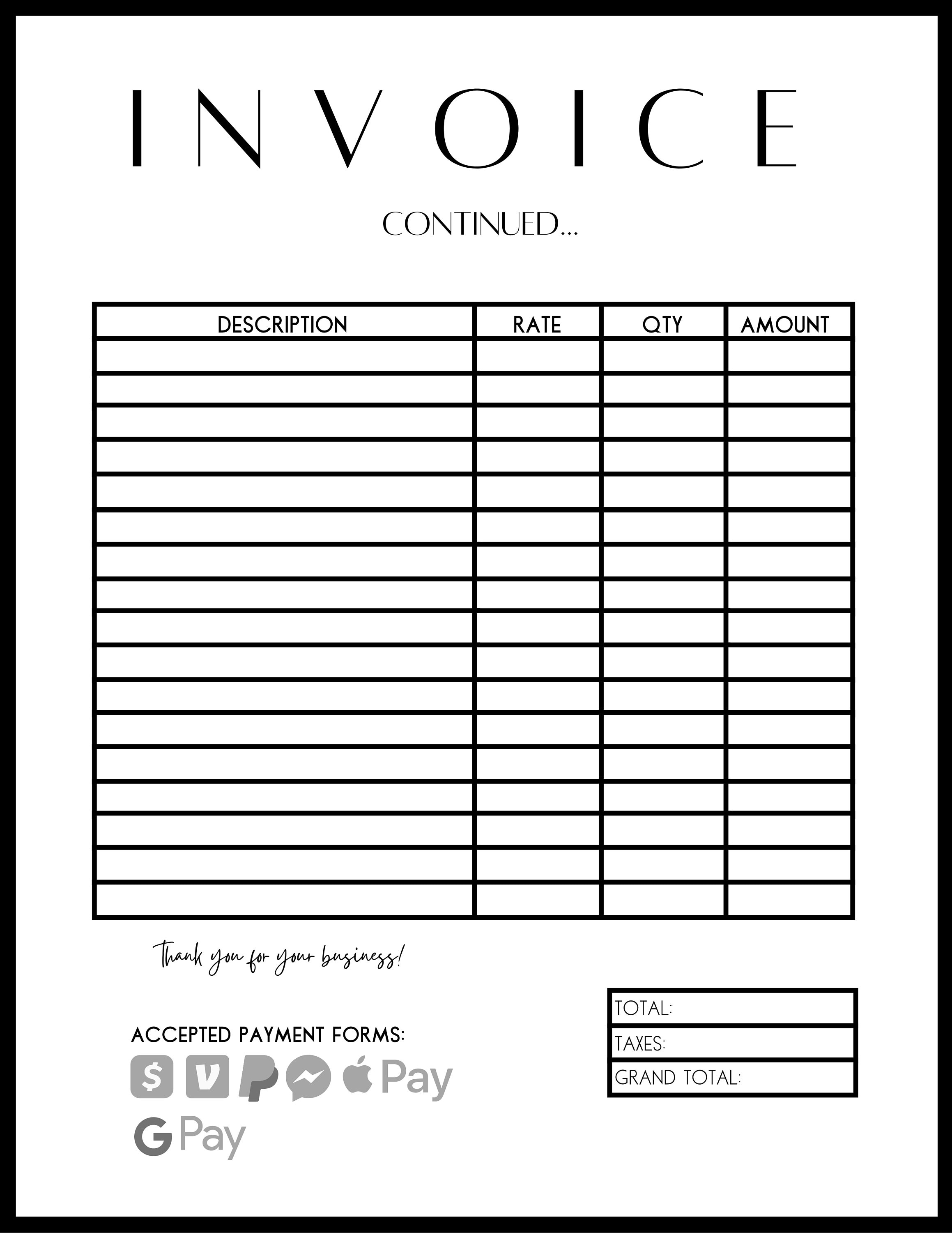 Black Invoice Template | Canva Edit | Small Business | Boss Babe | Etsy ...
