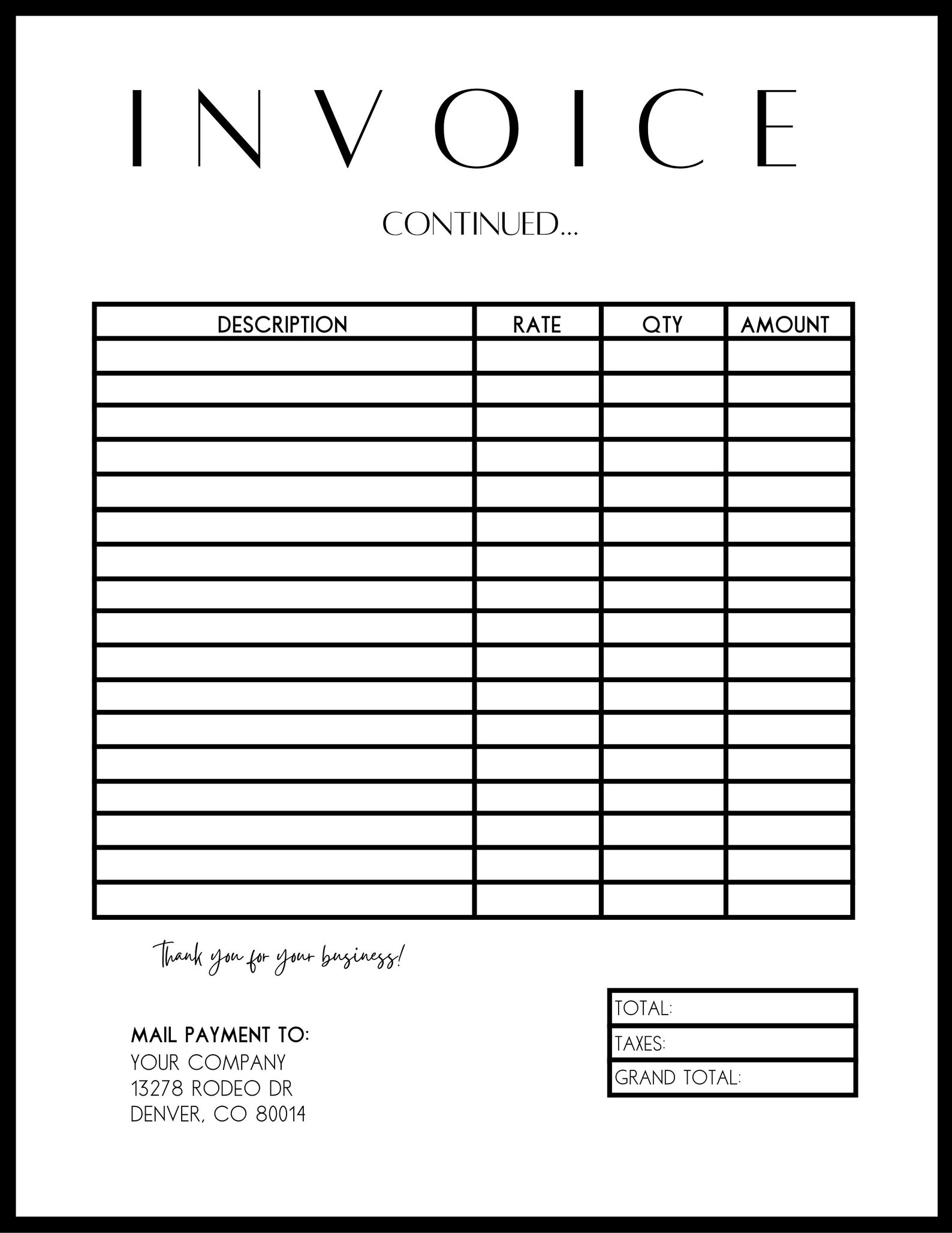 Black Invoice Template | Canva Edit | Small Business | Boss Babe | Etsy ...