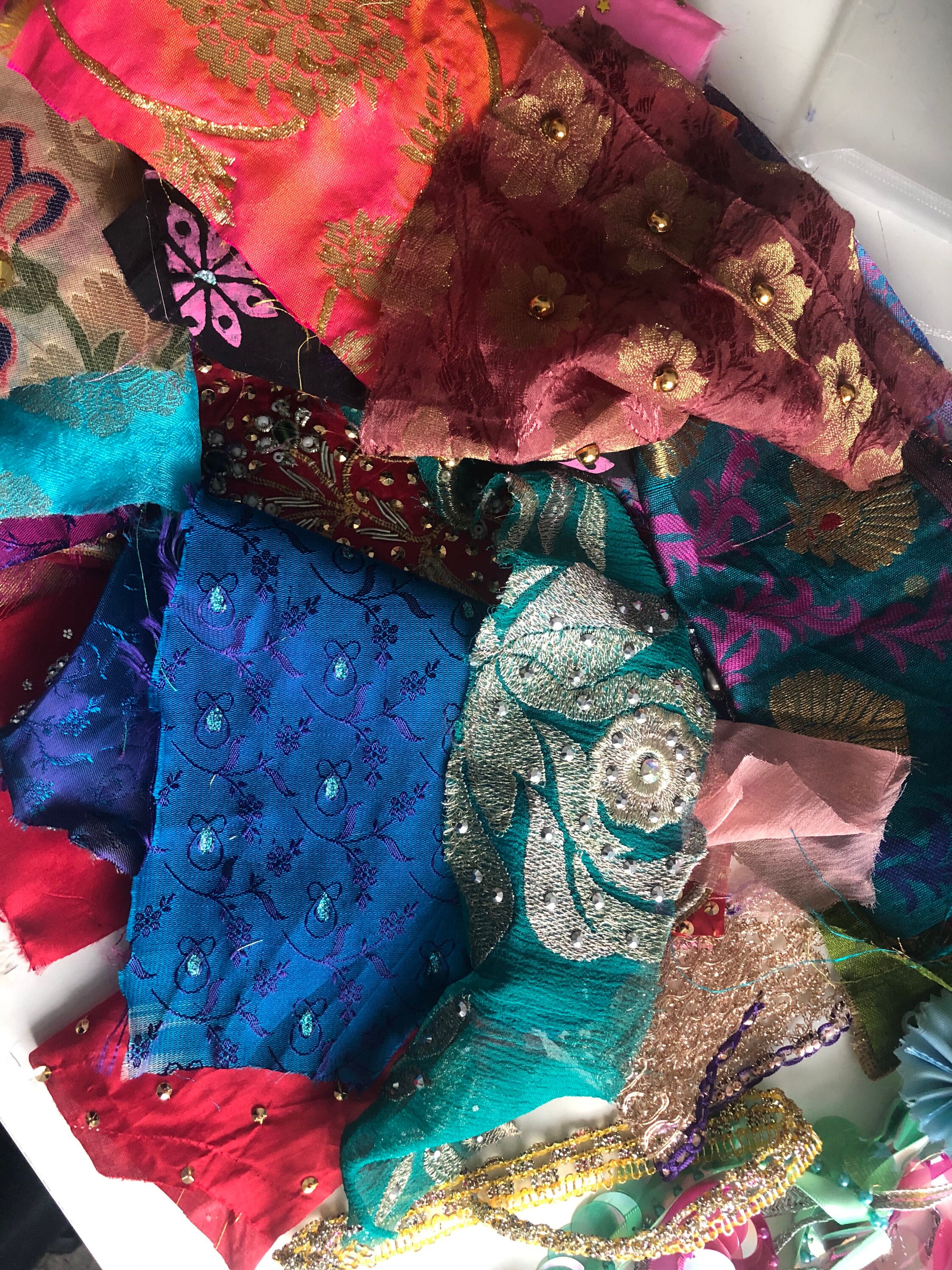 Mixed Vintage Recycled and Reclaimed Sari Saree Fabric Scrap Boho Silk ...