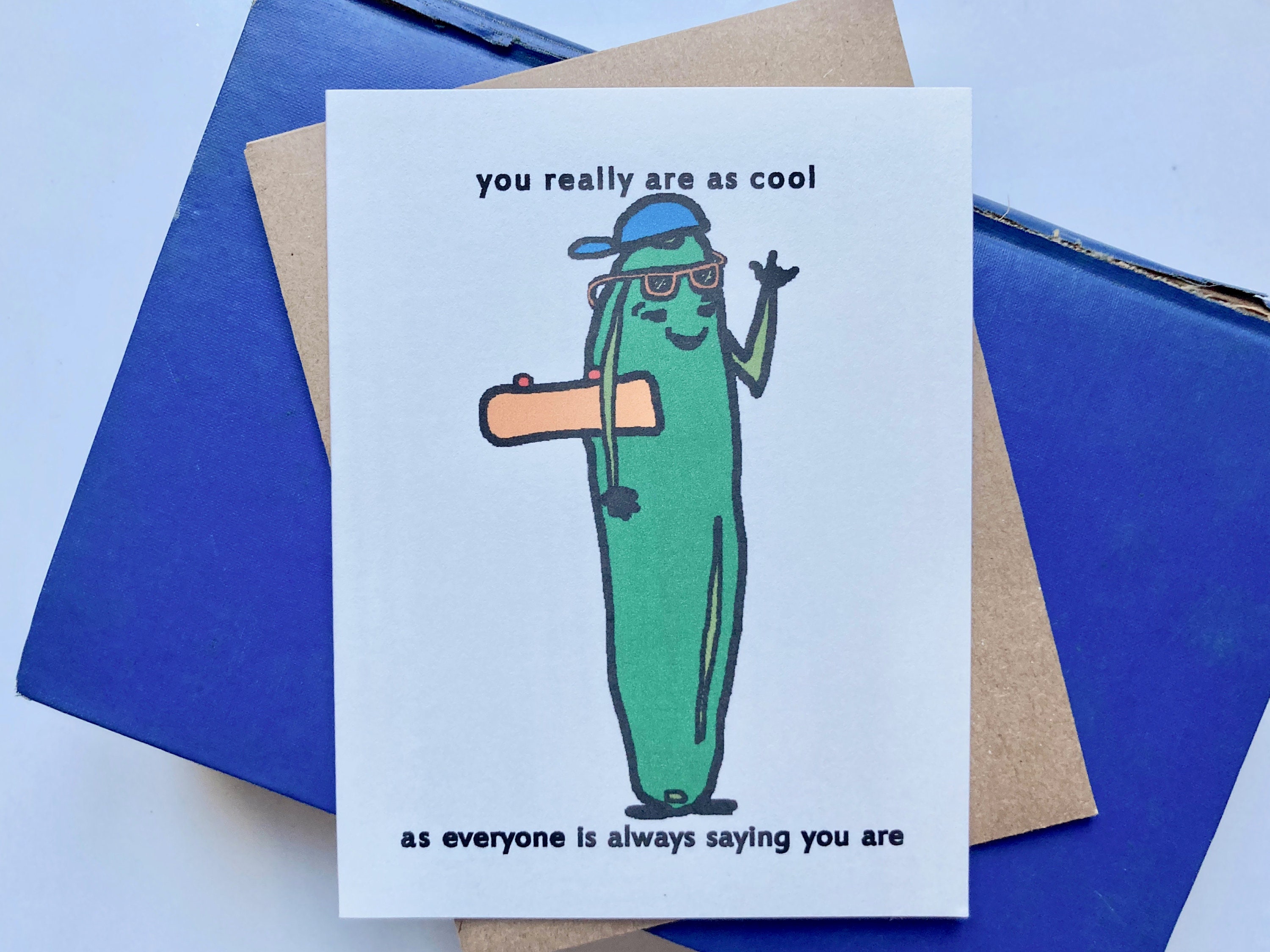 Cool Cuc Cucumber Birthday Card, Cool as a Cucumber Birthday Card, Cute ...