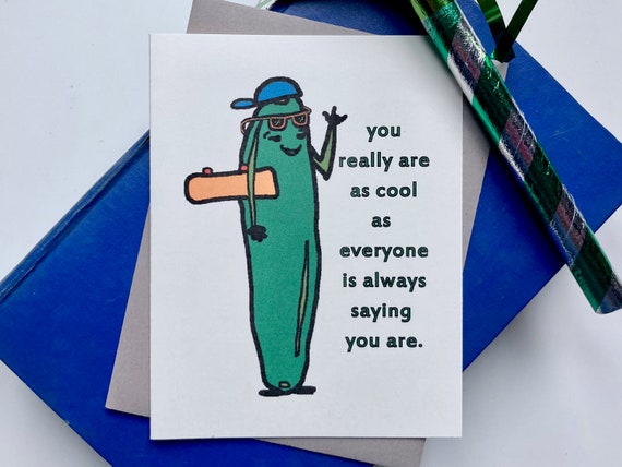Cool Cuc Cucumber Birthday Card Cool as a Cucumber Birthday | Etsy