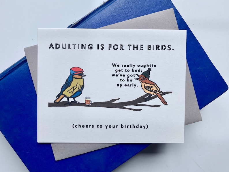 Adulting is for the Birds Birthday Card, Funny Birthday Card, Bird ...