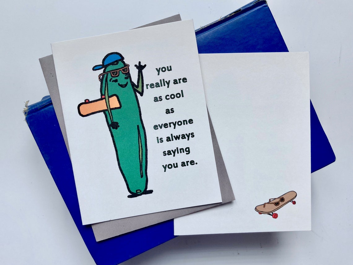 Cool Cuc Cucumber Birthday Card Cool as a Cucumber Birthday | Etsy