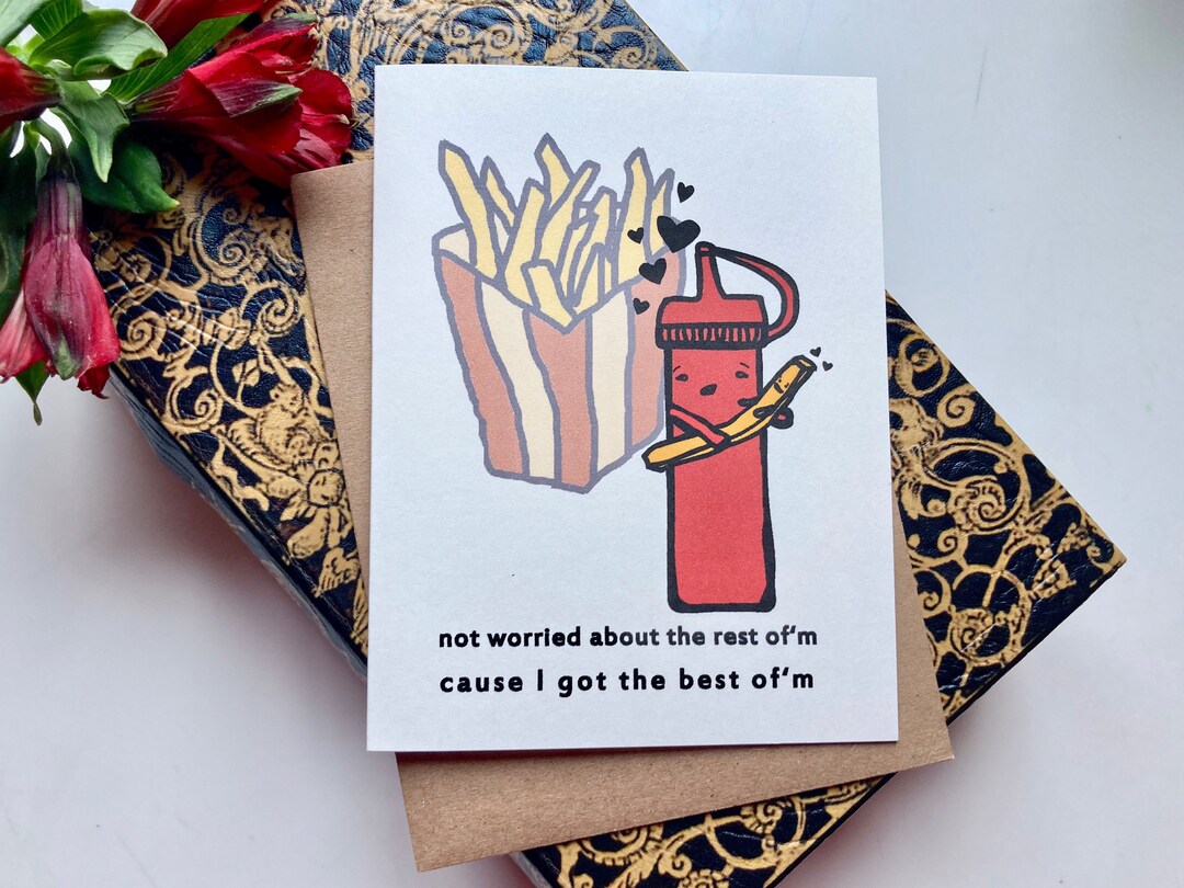 French Fry Ketchup Love Card, Valentine's Day Card - Etsy