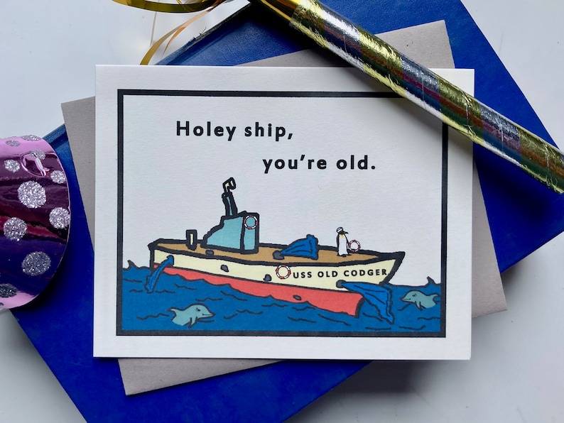 Holey Ship Boat Birthday Card, Nautical Birthday Card, Pun Birthday ...