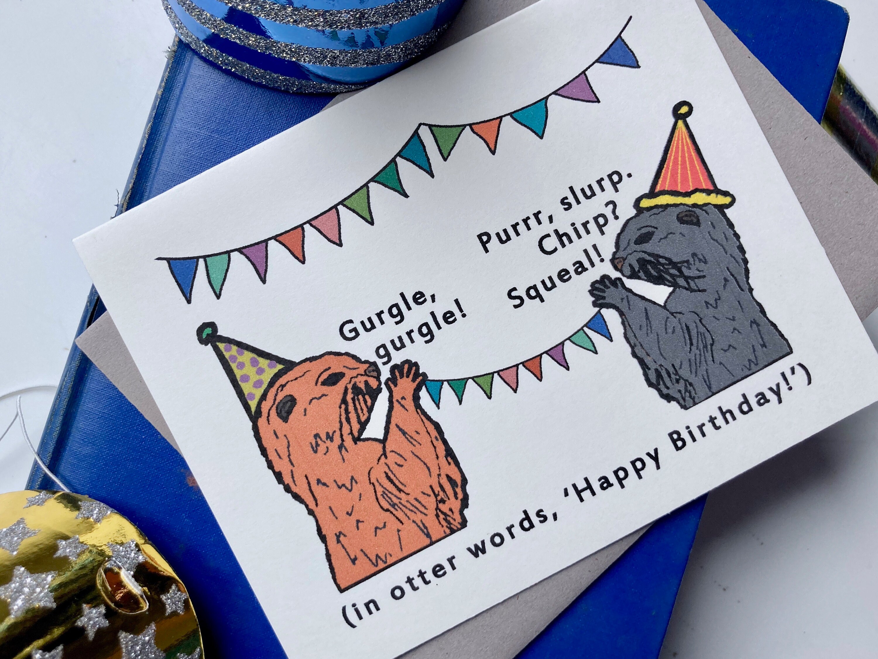 In Otter Words Birthday Card, Otter Birthday Card, Animal Birthday Card ...
