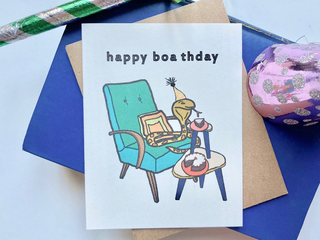 Happy Boa Thday Snake Birthday Card - Etsy