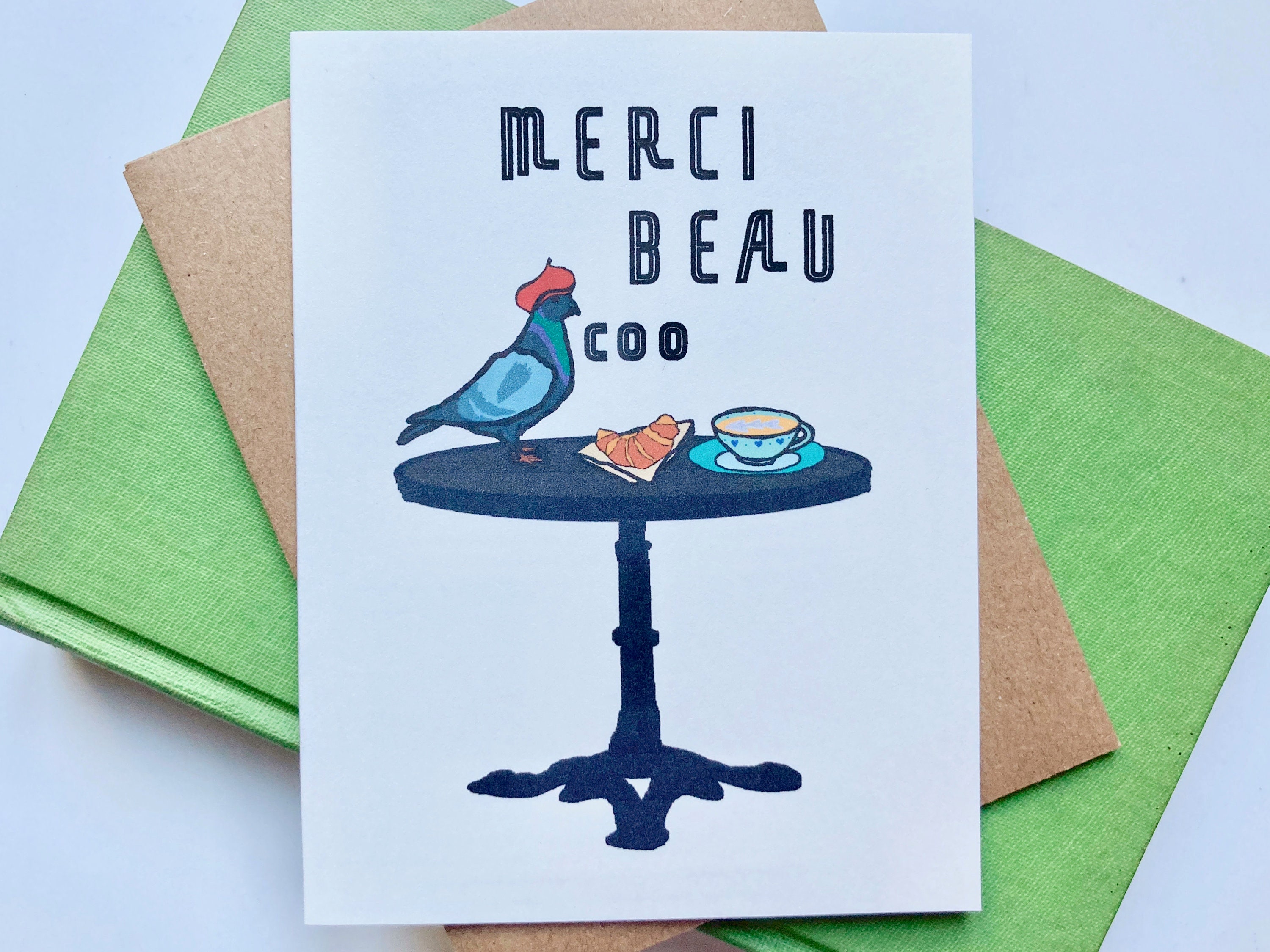Merci Beau Coo Pigeon Thank You Card, Individual or Set of 5 - Etsy Ireland