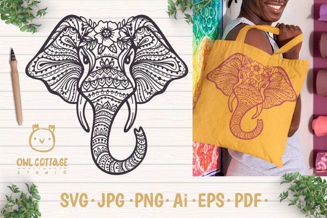 Olifant Mandala svg Olifant Zentangle svg Yoga SVG - Etsy Nederland